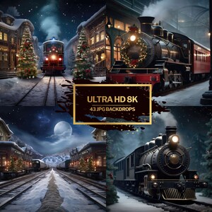 43 Polar Express Christmas Digital Backdrops for Kids Portrait ...