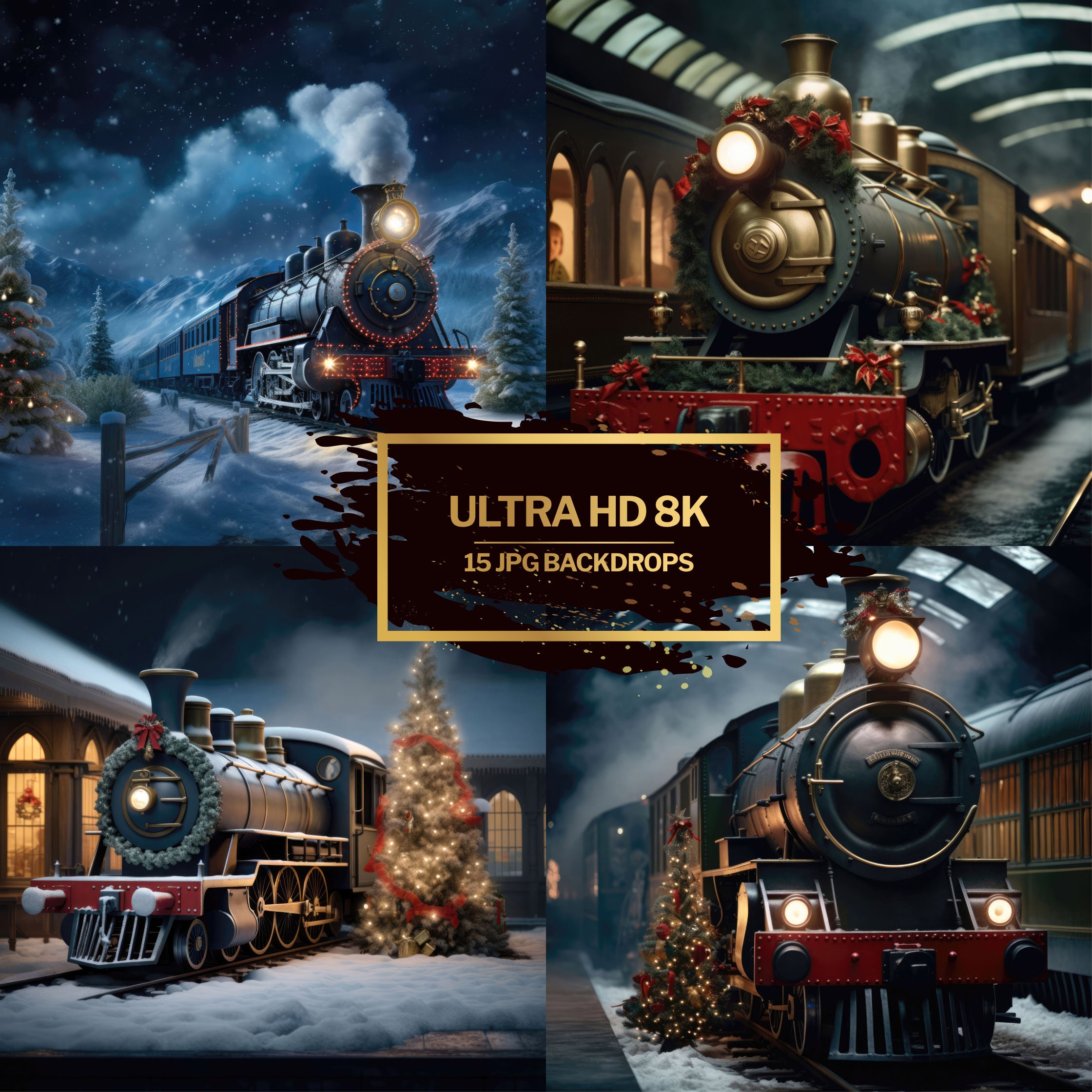 15 Polar Express Christmas Digital Backdrops for Kids and Family ...