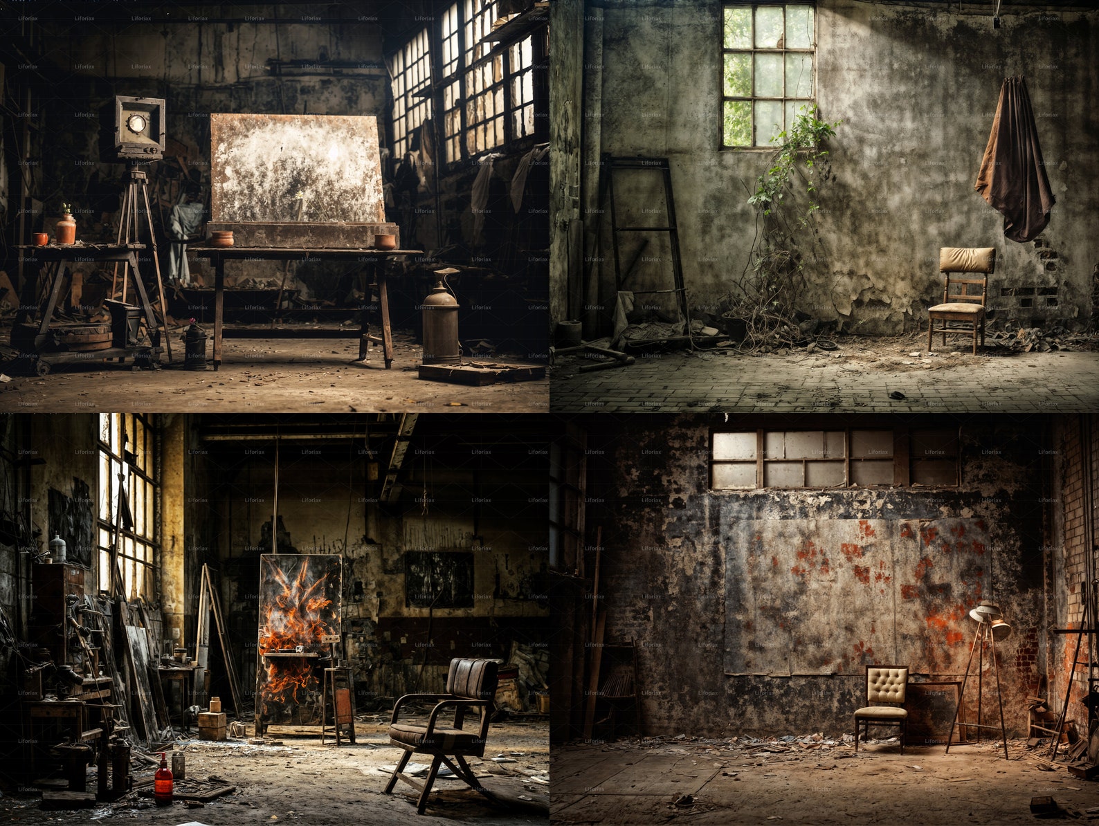 Composite Old Master Photography Studio Background, Vertical Portrait ...