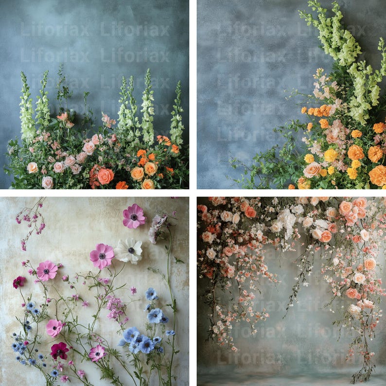 40 Vintage Digital Floral Backgrounds for Photoshop Newborn Overlay ...