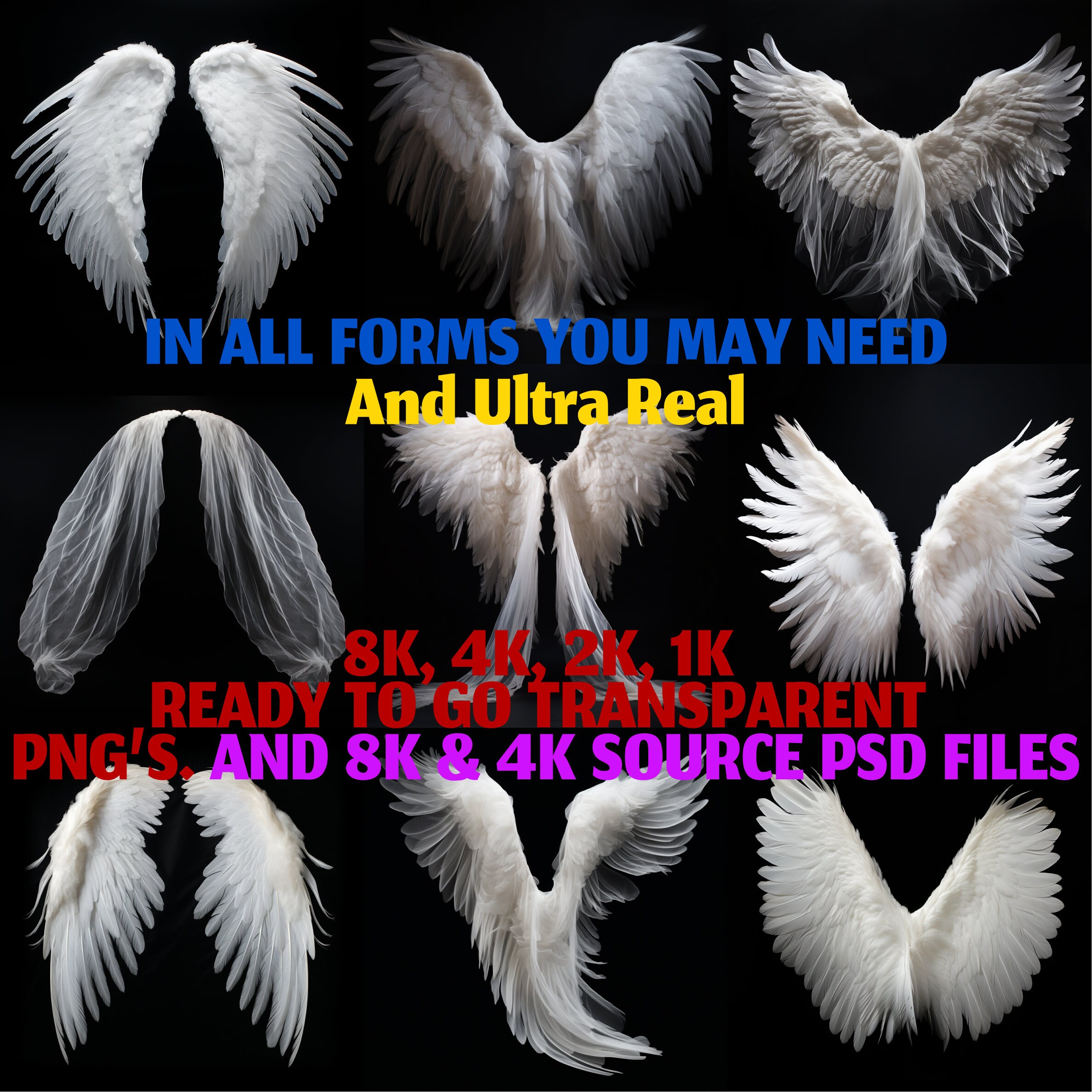 White Angel Wings Digital Overlays PSD & PNG, Maternity Backdrop ...