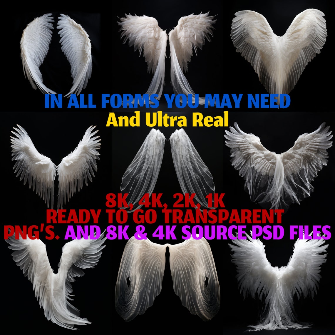 368 Angel Wings Overlays PSD & PNG 8K, Maternity Backdrop Overlays ...