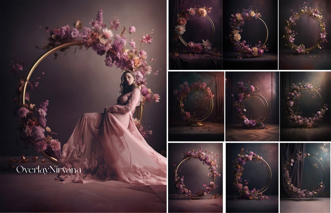 Floral Ring Backdrop Overlays - Bridal Digital Backdrop - Maternity ...