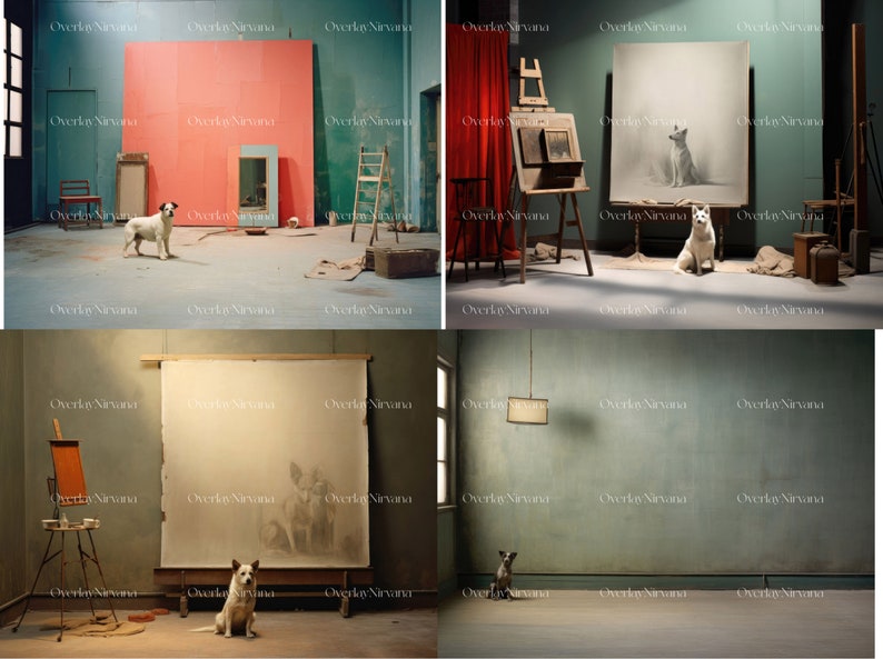 13 Vintage Studio Backdrops With Dogs Photography Background, Portrait ...