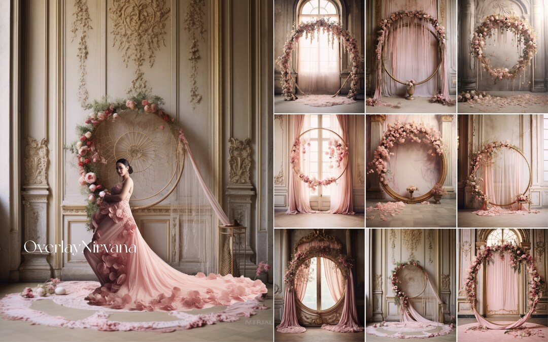 Floral Ring Backdrop Overlays - Bridal Digital Backdrop - Maternity ...