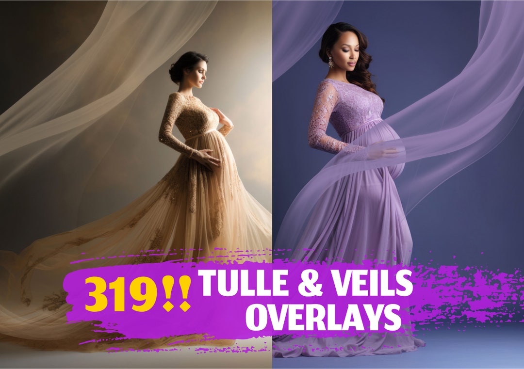 319 Flying Tulle Overlays | Veil Overlays | Digital Fabric Overlays ...
