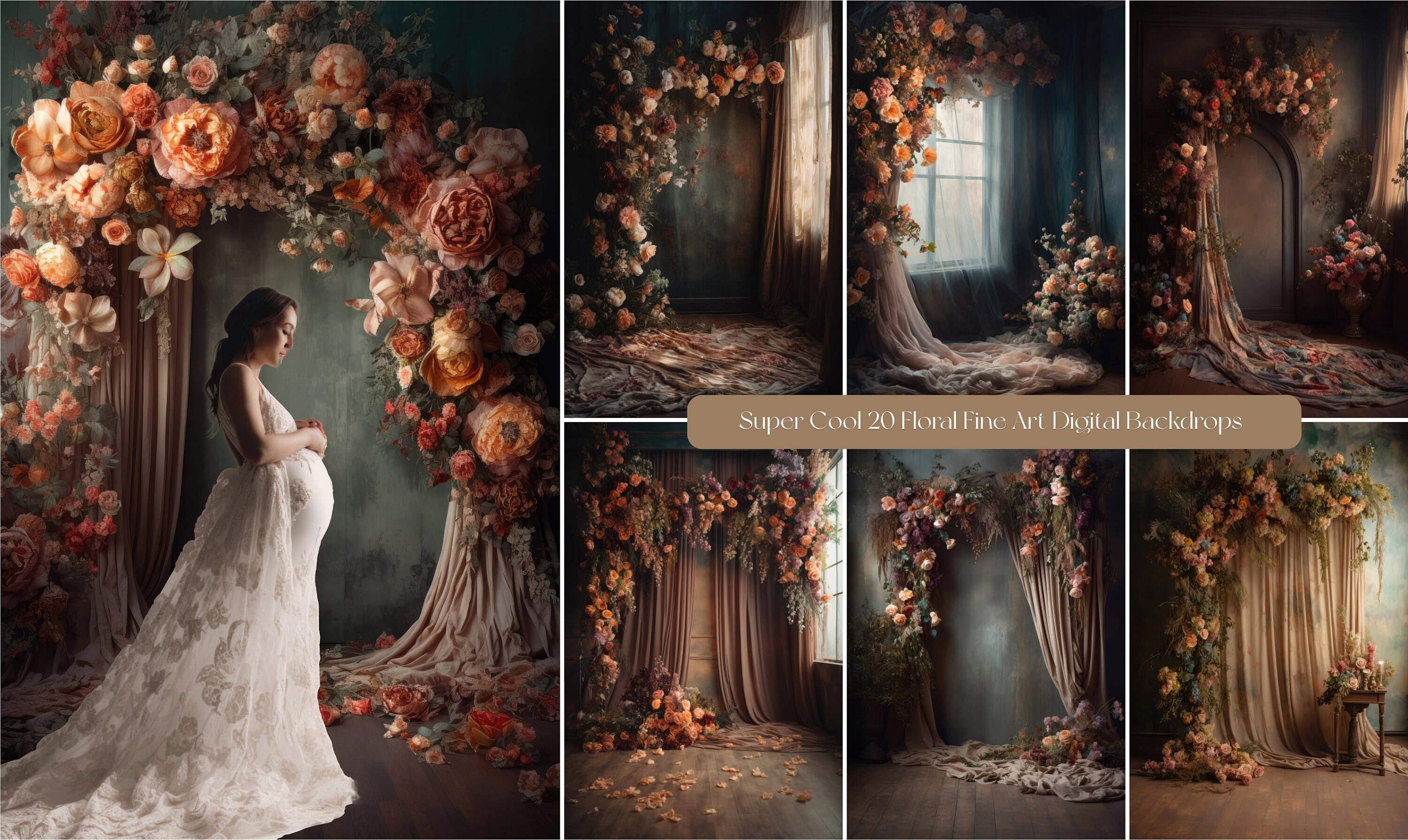 20 Floral Fine Art Portrait Texture, Photography Digital Background ...