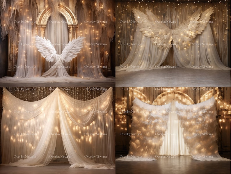 24 X Digital Backdrops, Angel Wings Digital Backgrounds, Maternity ...
