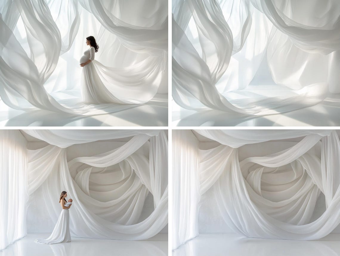 62 Soft White Flying Fabrics Vibrant Portrait Prom Backdrop: Instant ...