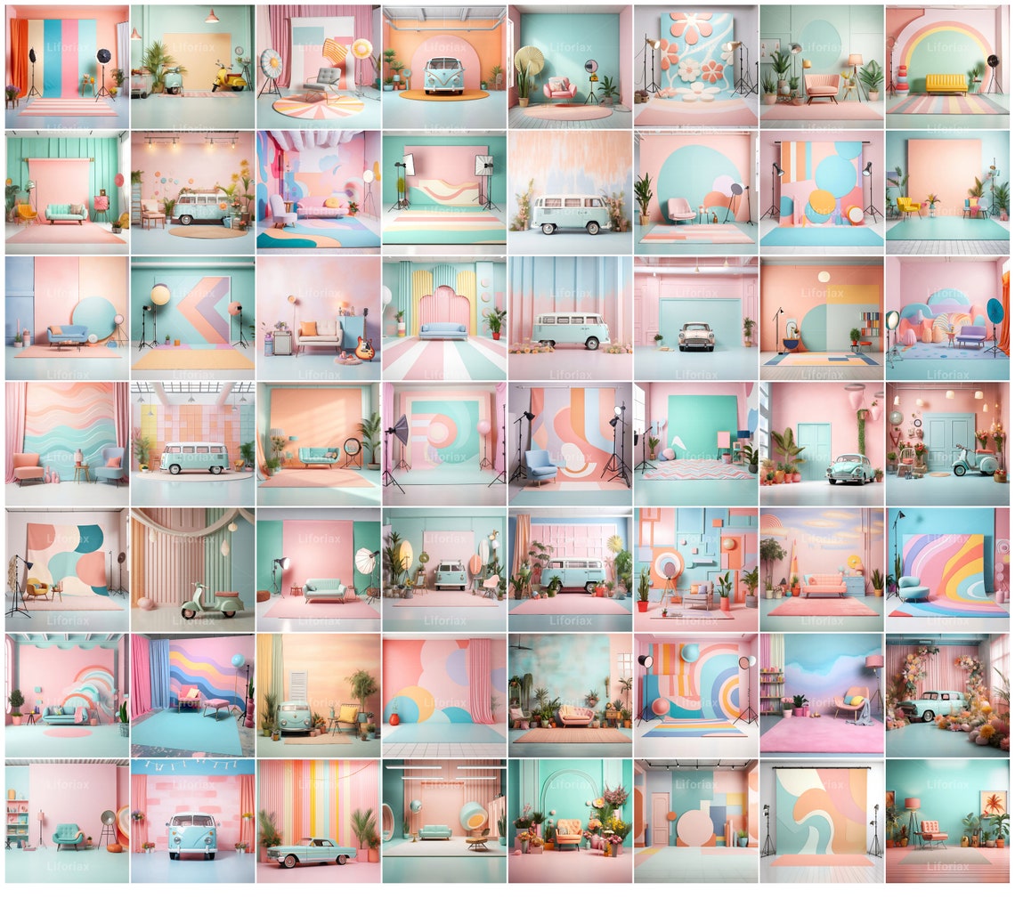 56 Pastel Digital Backdrops, Child Photography Studio Backdrops, Baby ...