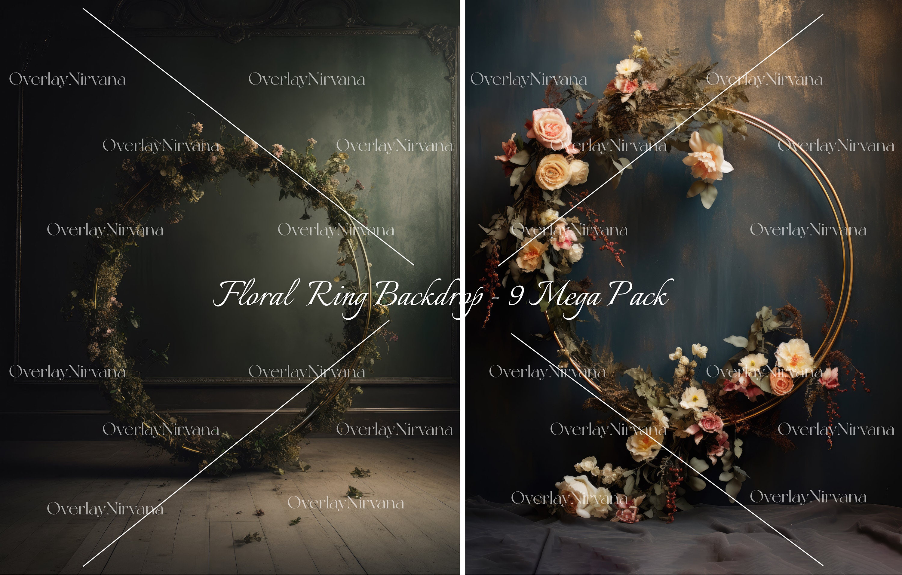 Floral Ring Backdrop Overlays Bridal Digital Backdrop - Etsy