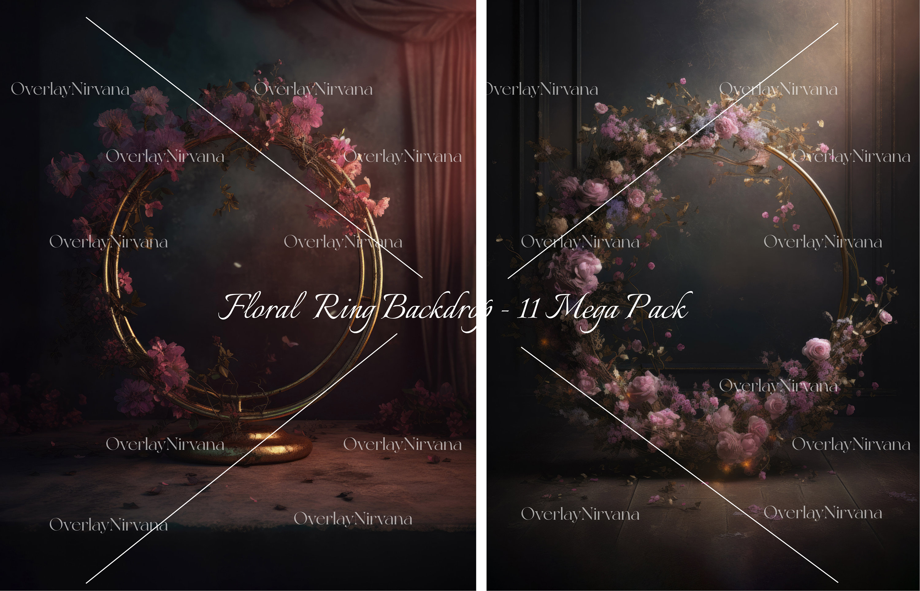 Floral Ring Backdrop Overlays Bridal Digital Backdrop - Etsy