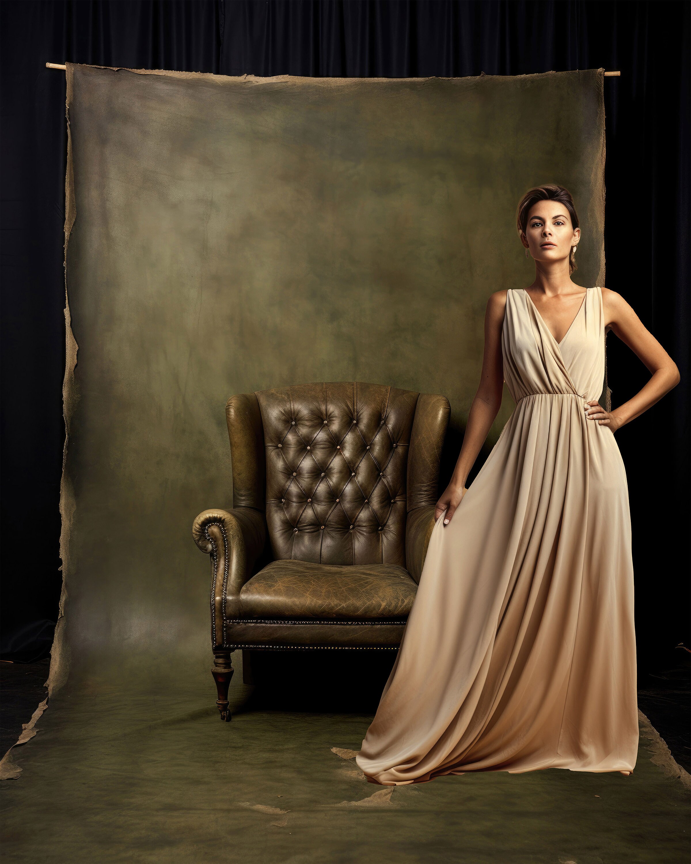 34 Old Master Studio Background Canvas, Vertical Portrait Background, Portrait Studio Backdrop ...