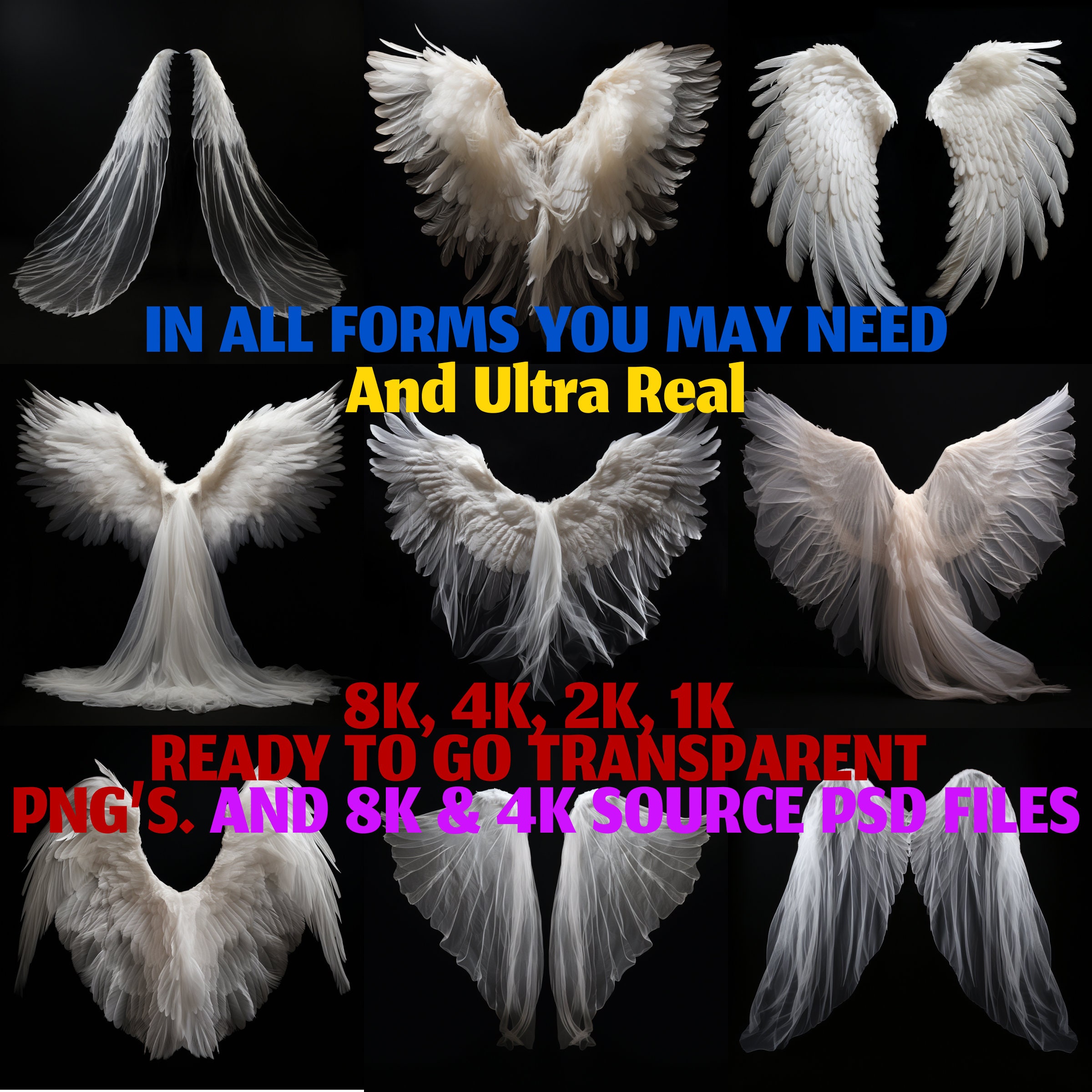 368 Angel Wings Overlays PSD & PNG 8K, Maternity Backdrop Overlays ...
