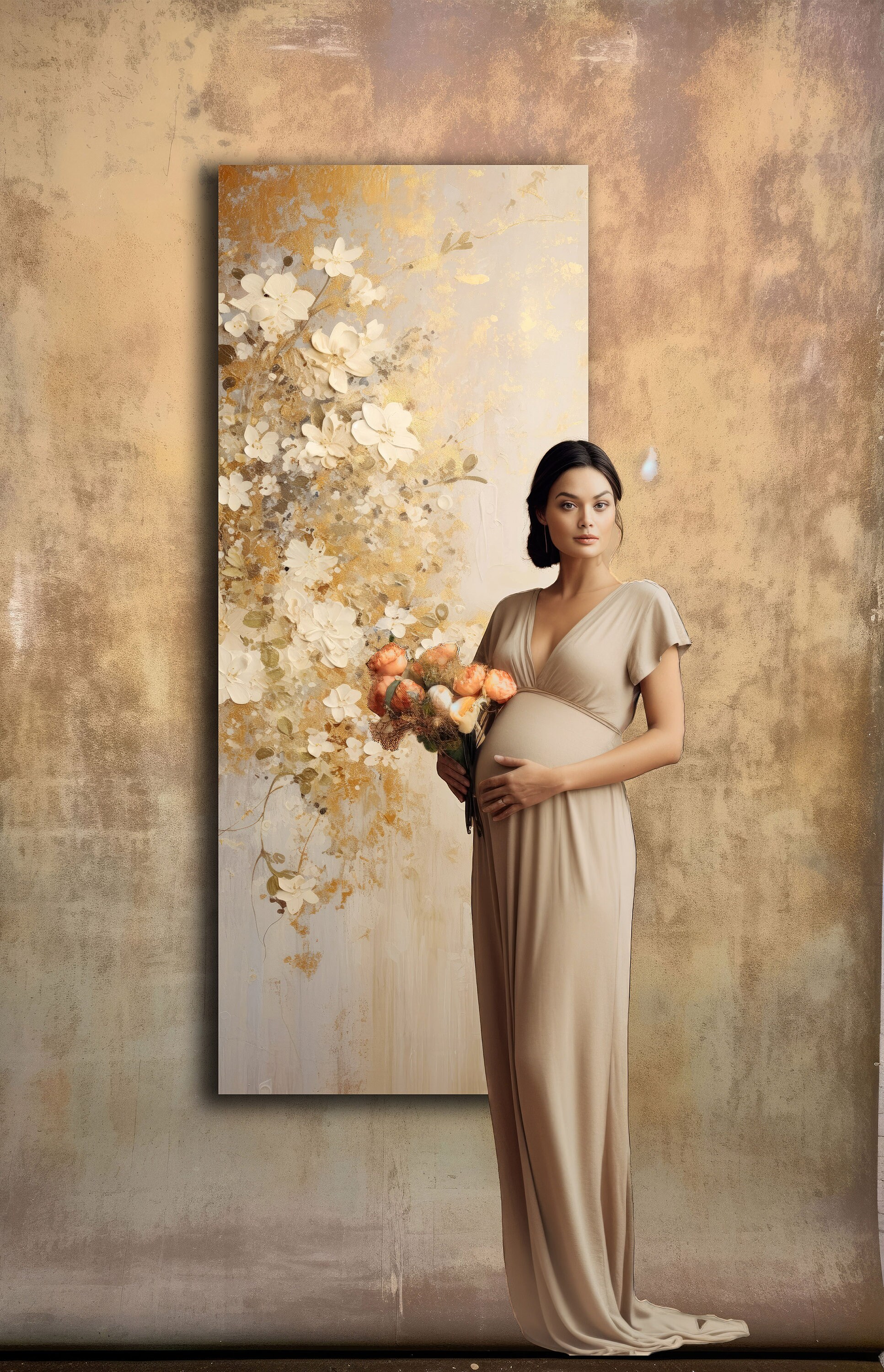 Skinny Canvas Digital Background Maternity Backdrop Beige Studio ...