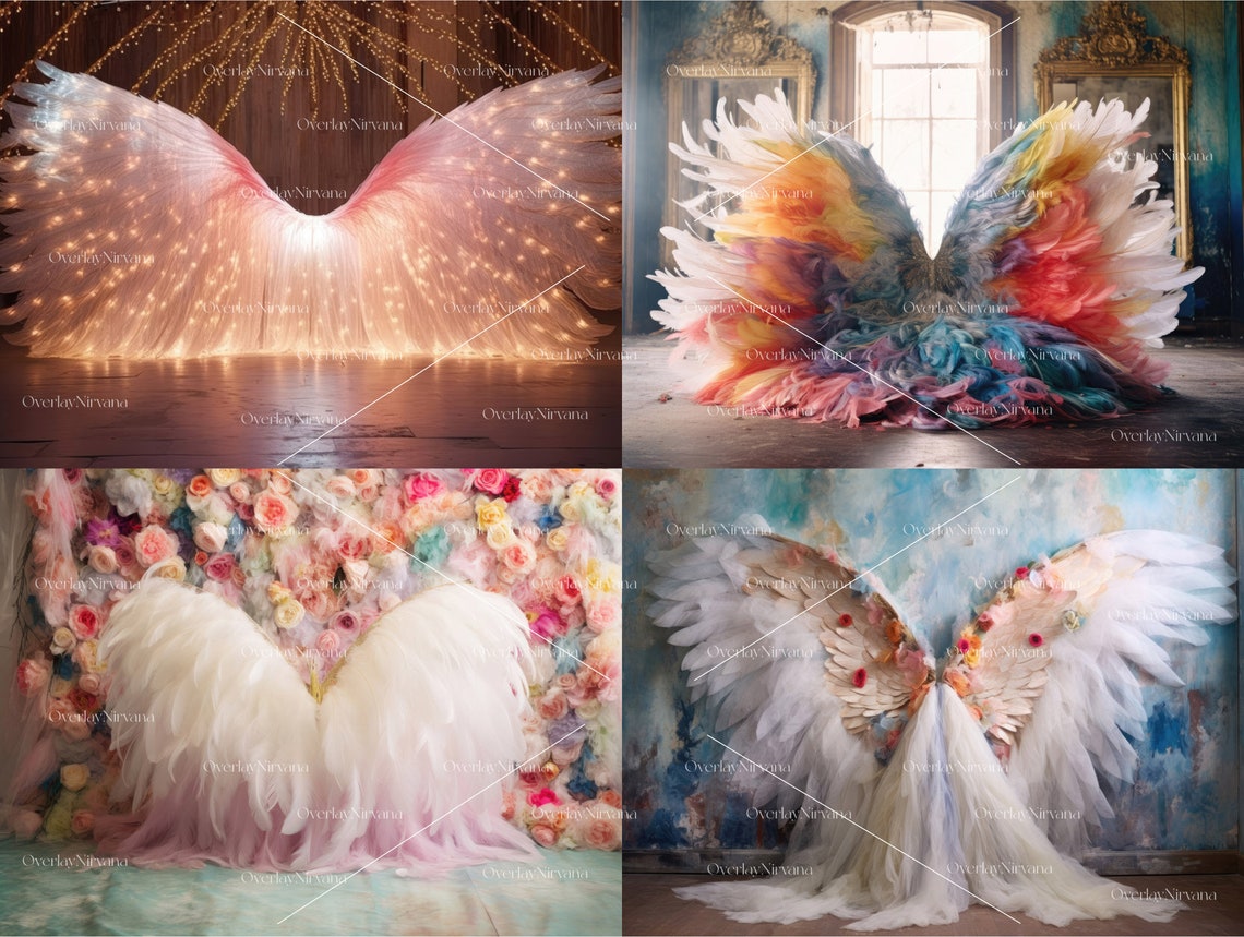 16 Rich Angel Wings Digital Backgrounds Digital Backdrops, Maternity ...