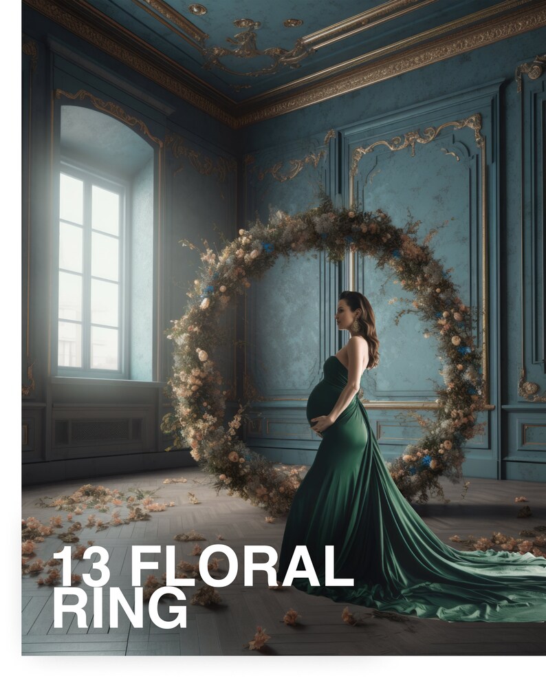 13 X Floral Ring Backdrop Overlays Bridal Digital Backdrop - Etsy