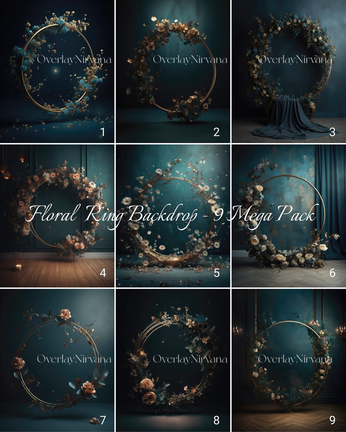 Floral Ring Backdrop Overlays Bridal Digital Backdrop Maternity ...