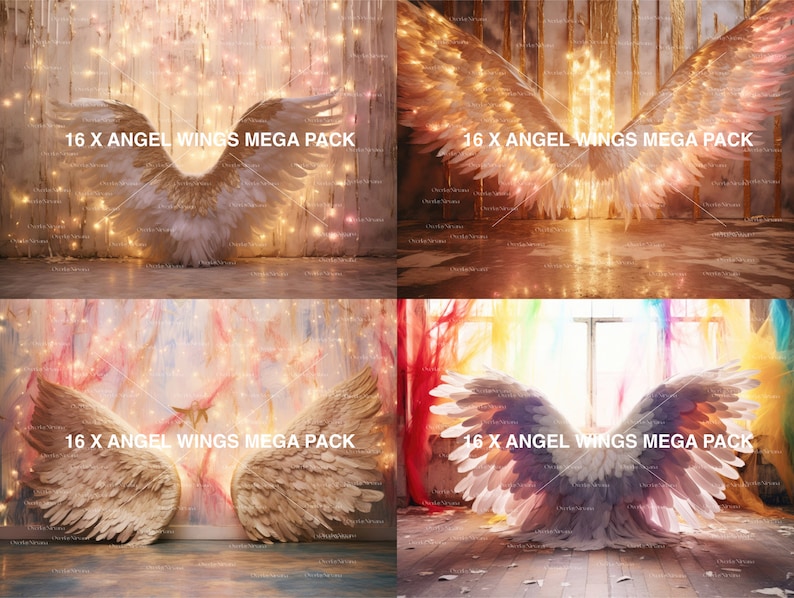 16 X Digital Backdrops , Angel Wings Digital Backgrounds Bundle ...