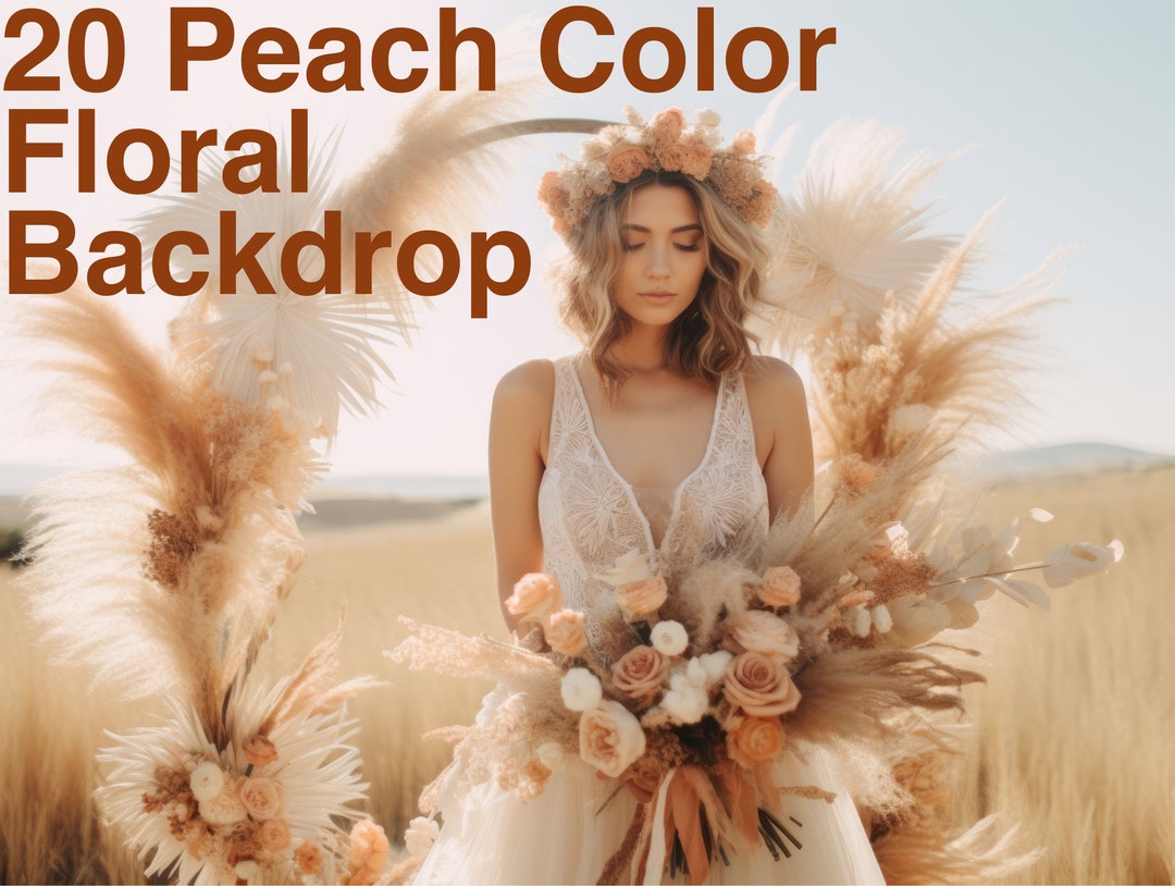 20 Floral Peach Color Backdrop Overlays - Floral Texture Digital ...