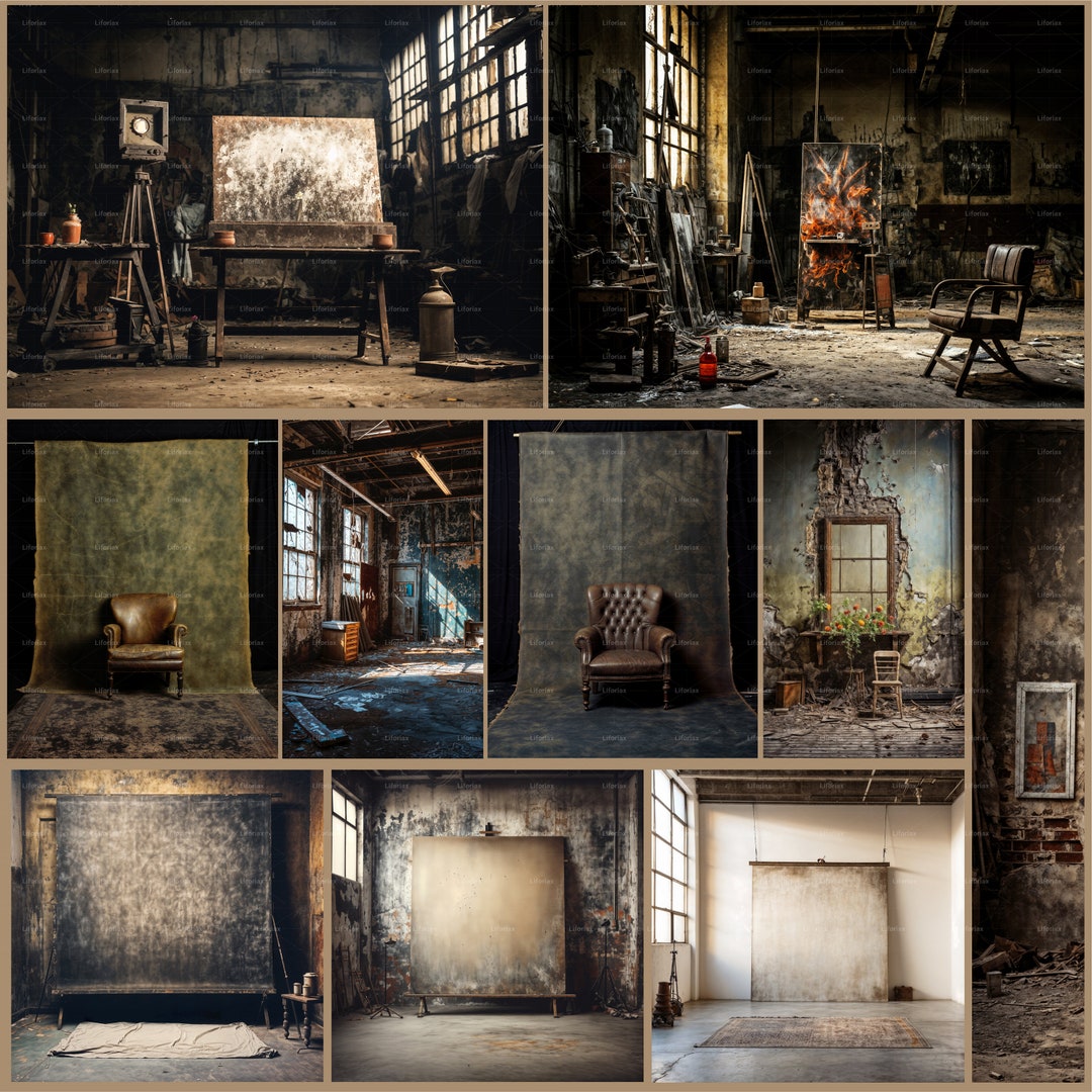Composite Old Master Photography Studio Background, Vertical Portrait ...
