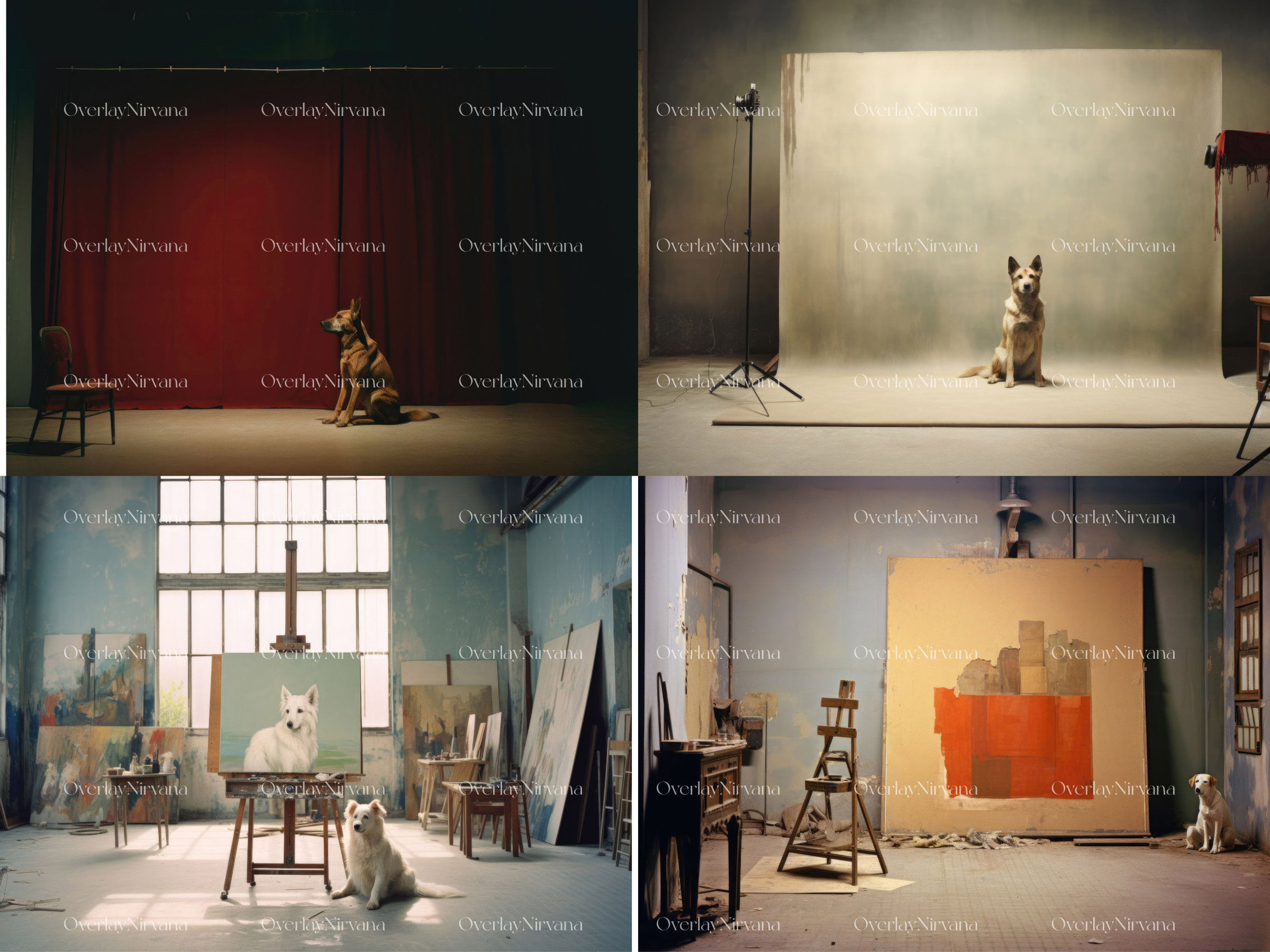 13 Vintage Studio Backdrops With Dogs Photography Background, Portrait ...