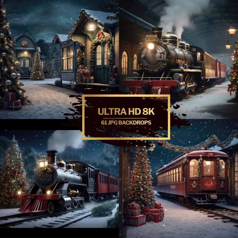 61 Polar Express Christmas Digital Backdrops for Kids Portrait ...