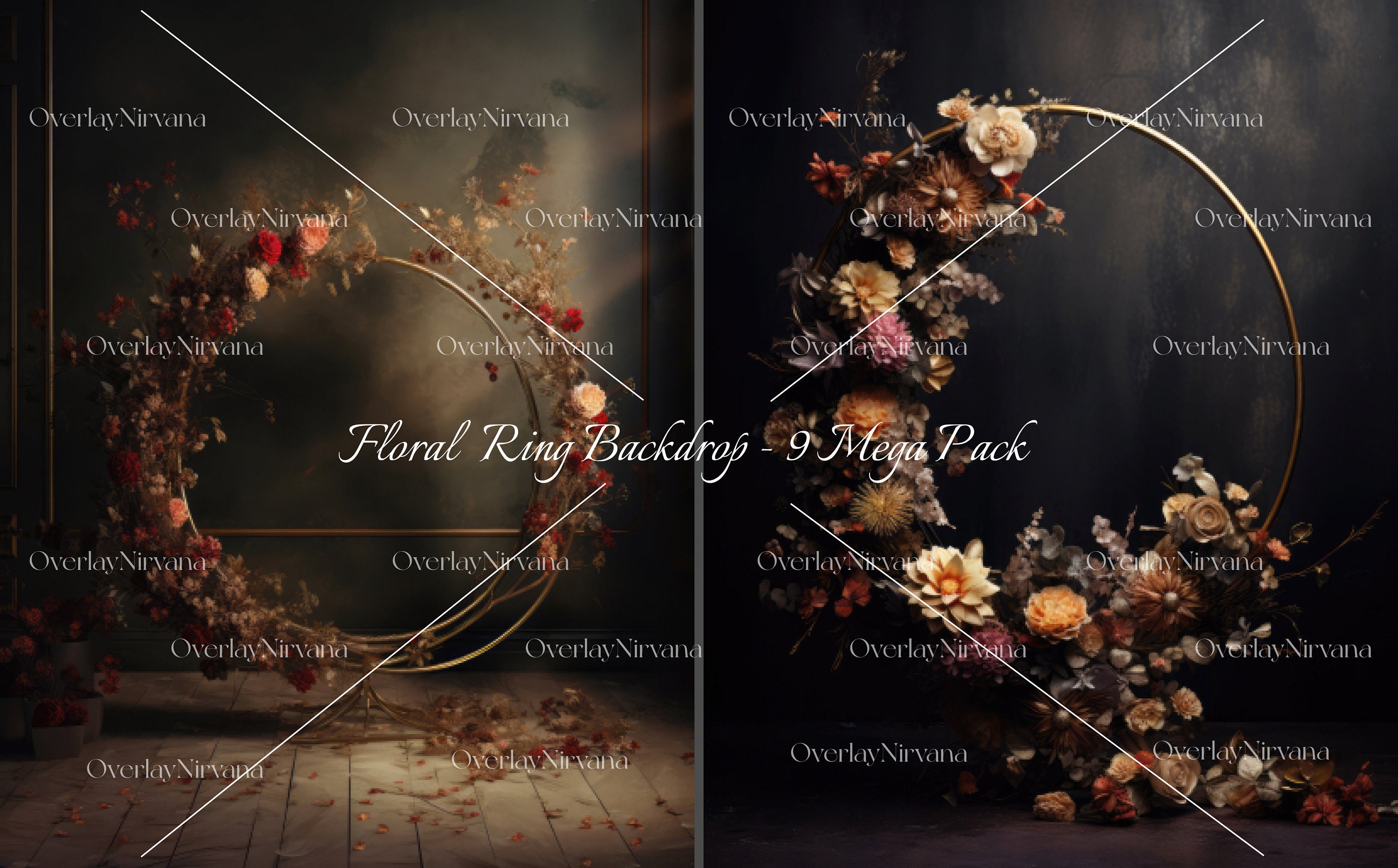 Floral Ring Backdrop Overlays Floral Overlays Maternity Overlays Floral ...