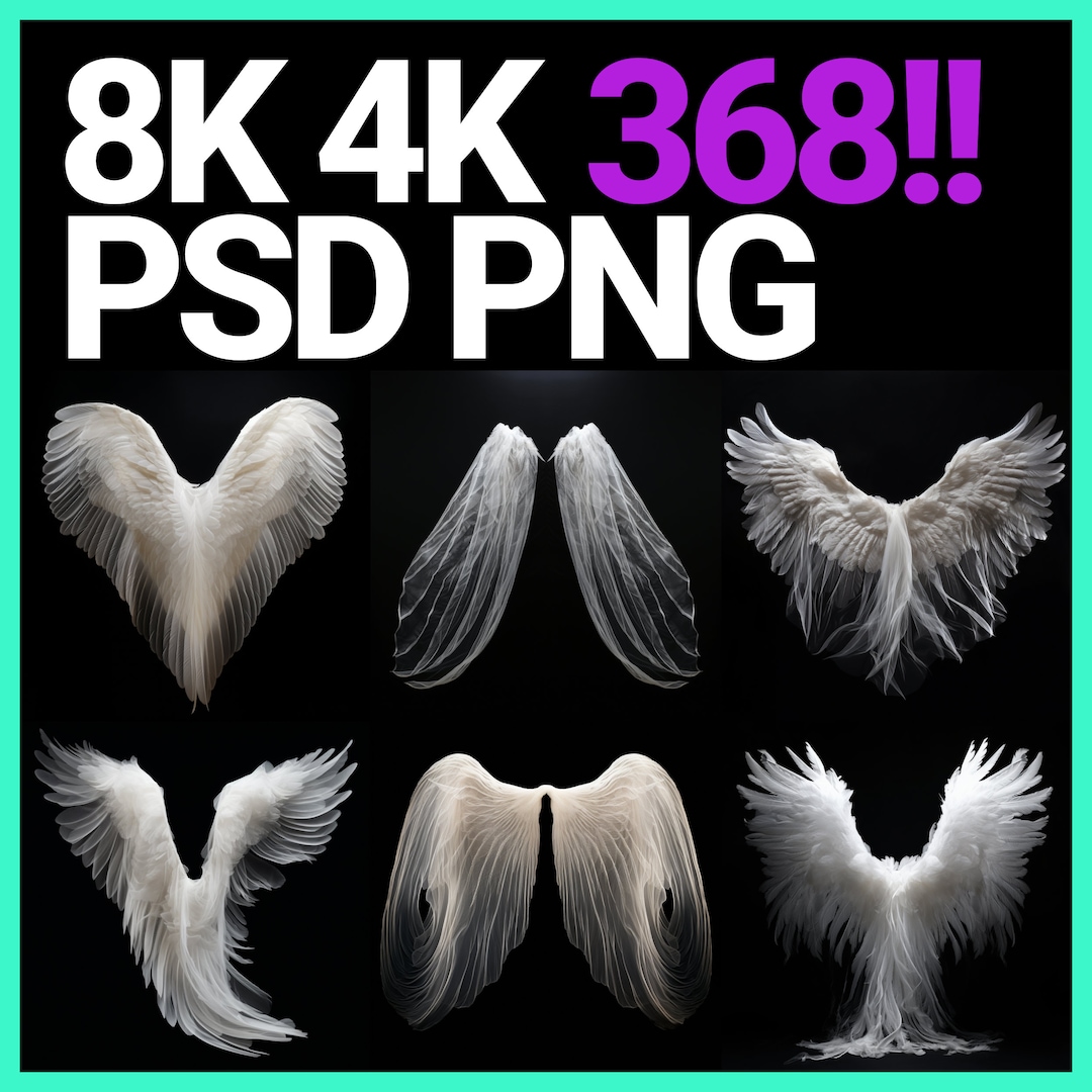 368 Angel Wings Overlays PSD & PNG 8K, Maternity Backdrop Overlays ...