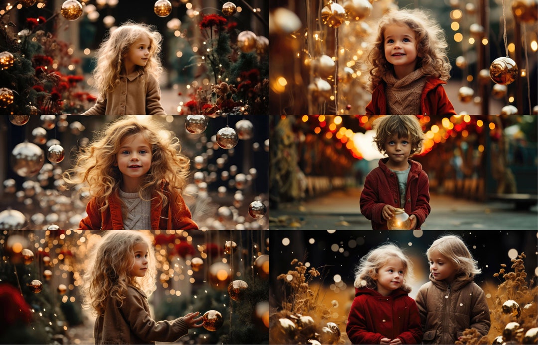 Gold Christmas Bokeh Digital Background Bundle Festive Christmas ...