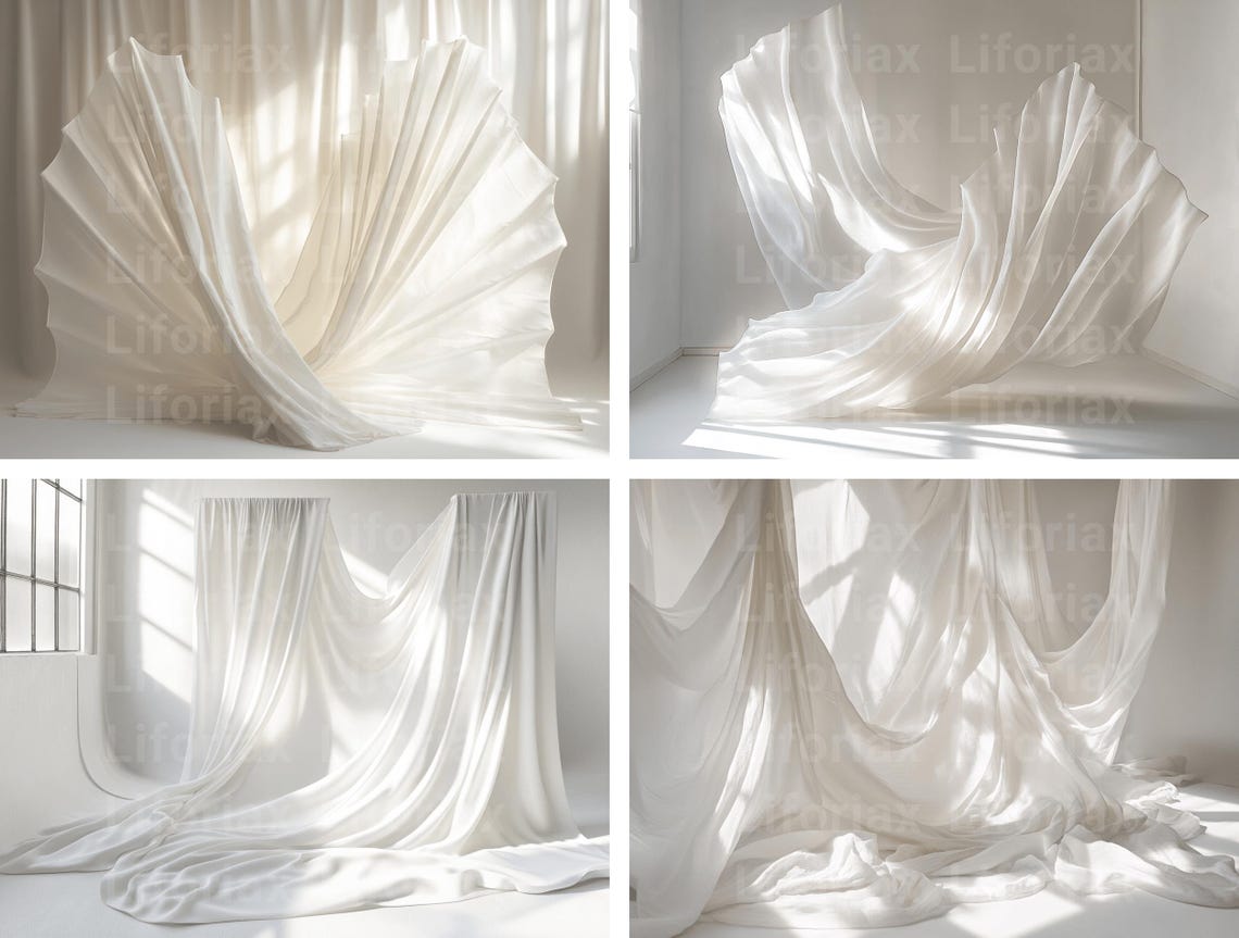 62 Soft White Flying Fabrics Vibrant Portrait Prom Backdrop: Instant ...