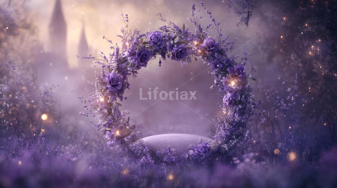 8 Whimsical Fairytale Purple Floral Digital Backdrop Composite ...