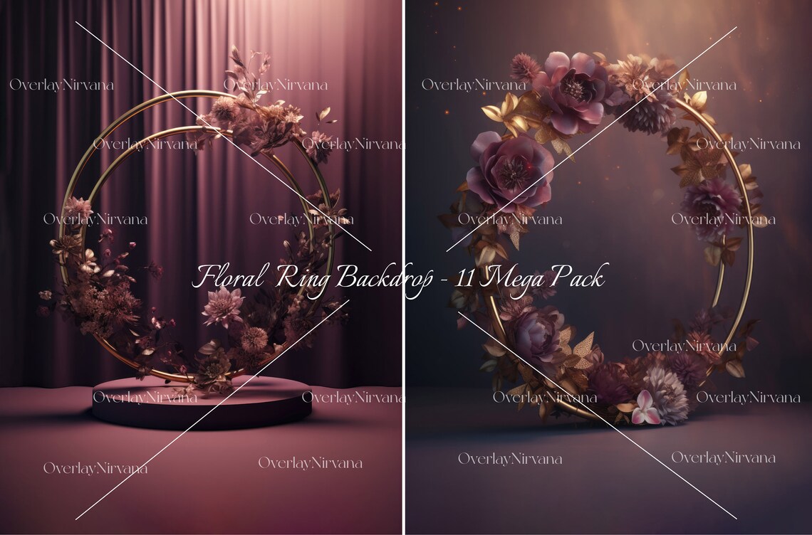 Floral Ring Backdrop Overlays Bridal Digital Backdrop - Etsy