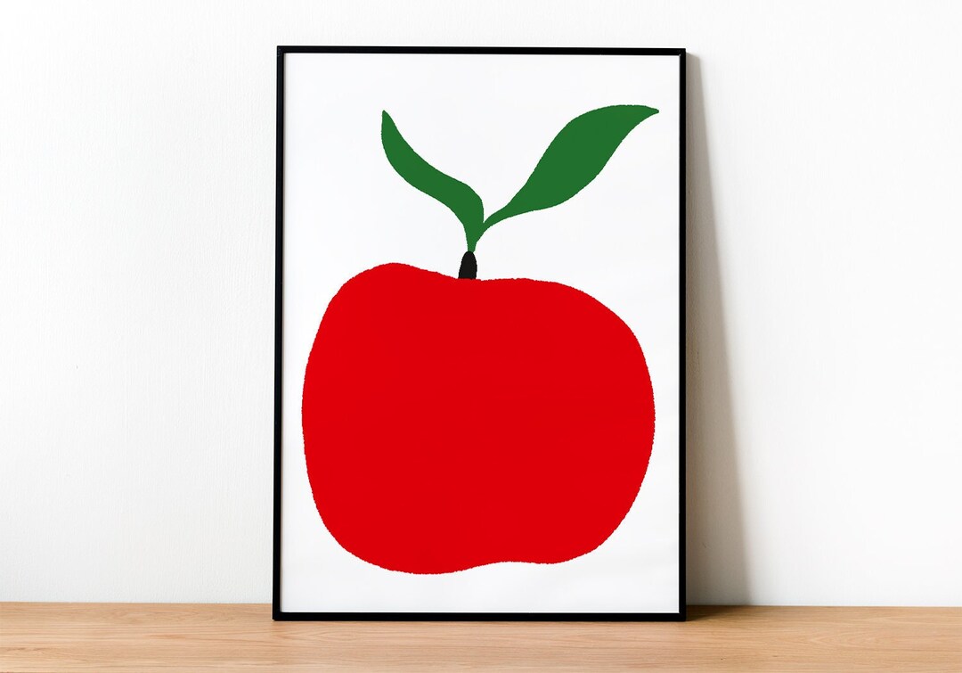 Minimalistic Apple Aesthetic Kitchen Decor Colorful Wall Art Print ...