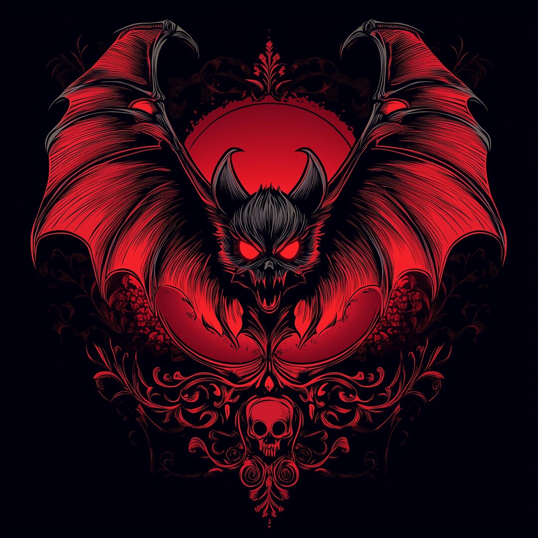 Blood Moon Bat - Gothic Horror Art - Etsy