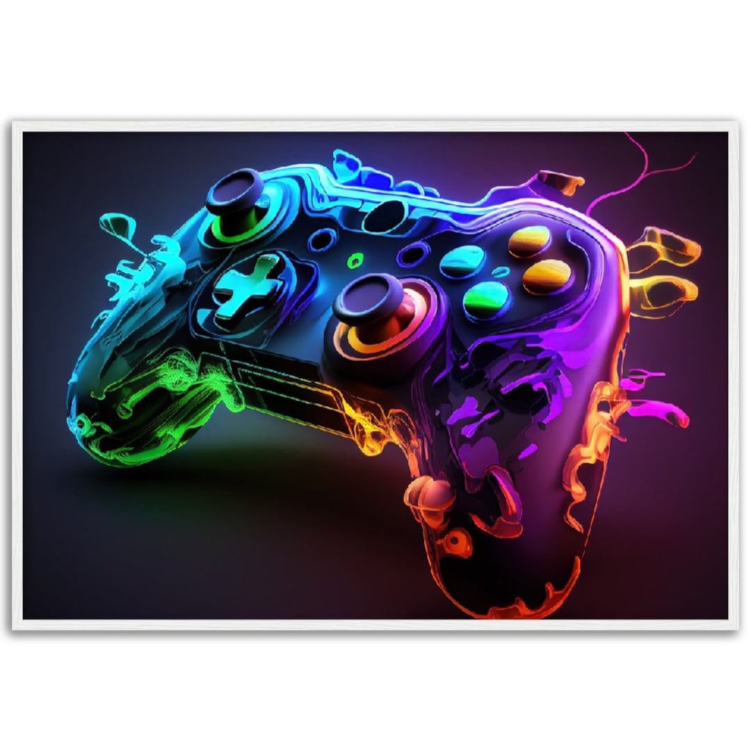 Neon Game Controller Ice Diamond Design Premium Semi-glossy Paper ...