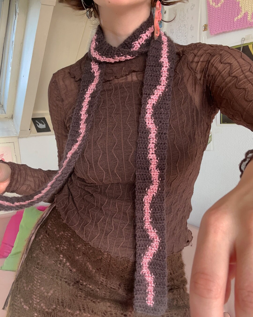 Worm Mini Scarf Crochet Pattern | Beginner Tapestry Project - Etsy