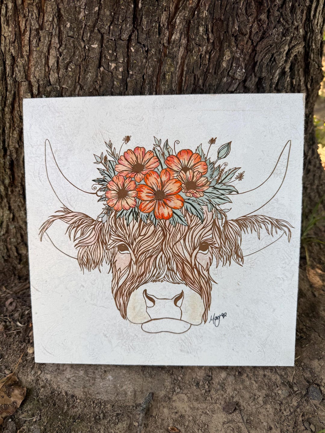 Highlander Cow Highland Cow Flowers Wall Decor - Etsy