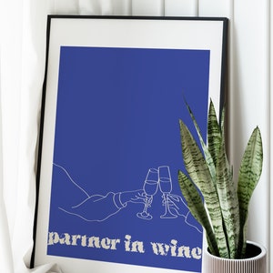 Electric Blue Line Art Print, Positive Drinking Quotes Digital Poster ...