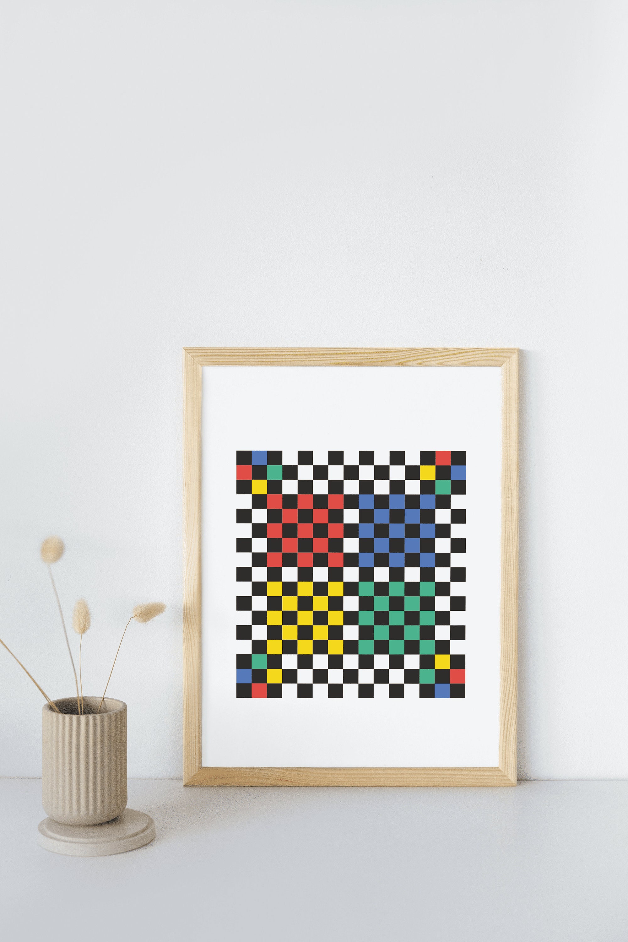 Pop Retro Checkerboard Pixel Art Instant Download for Gallery Wall - Etsy