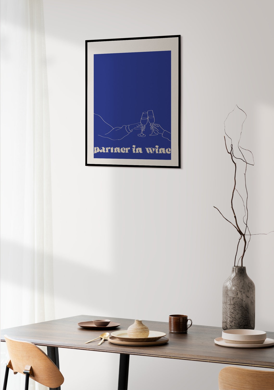 Electric Blue Line Art Print, Positive Drinking Quotes Digital Poster ...