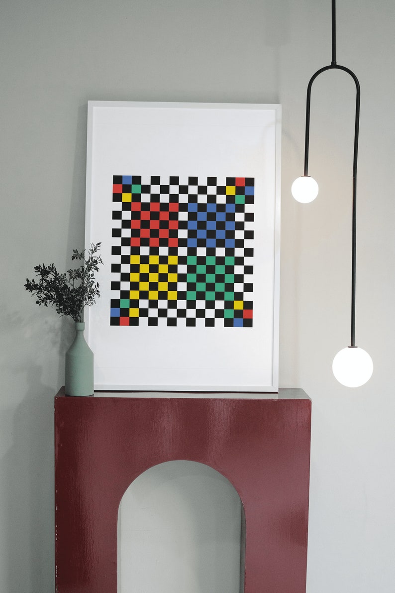 Pop Retro Checkerboard Pixel Art Instant Download for Gallery Wall - Etsy