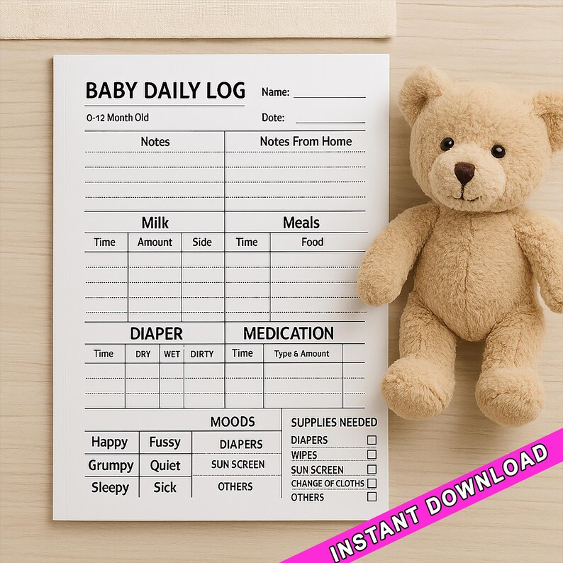 Baby Daily Log | Newborn Care Tracker | Baby Schedule Printable ...
