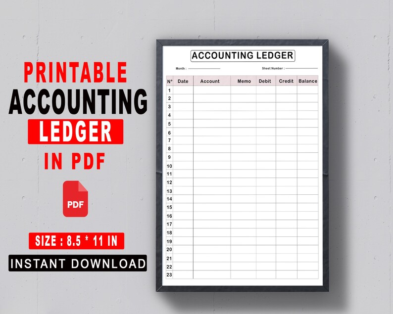 Accounting Ledger Printable | Income & Expense Tracker | Bookkeeping ...