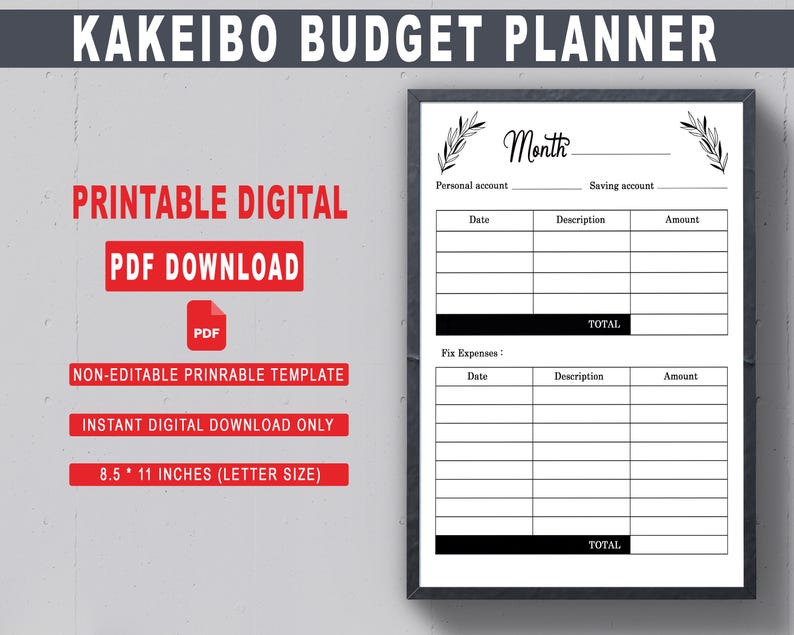 Kakeibo Budget Planner Printable,japanese Method Savings Tracker ...