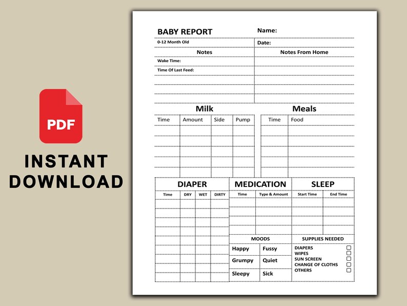 Baby Daily Log | Newborn Care Tracker | Baby Schedule Printable ...