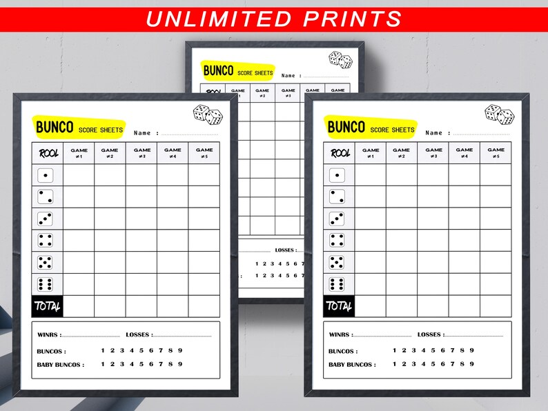 Bunco Score Sheets | Printable PDF | 8.5x11 Inches | Fun Game Tracker ...