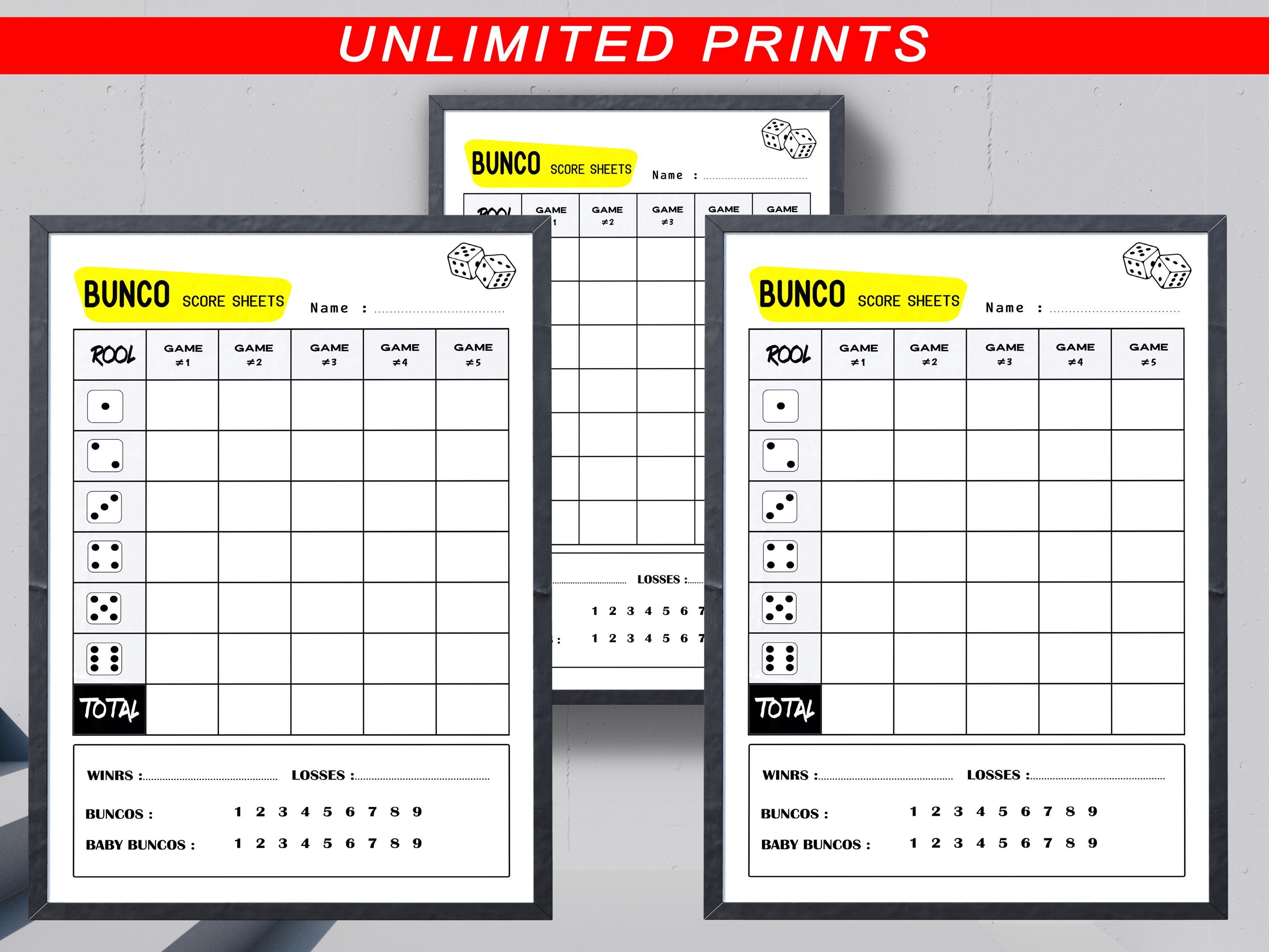 Bunco Score Sheets | Printable PDF | 8.5x11 Inches | Fun Game Tracker ...