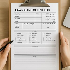 Lawn Care Client Log Book | Landscaping Service Record | Printable ...