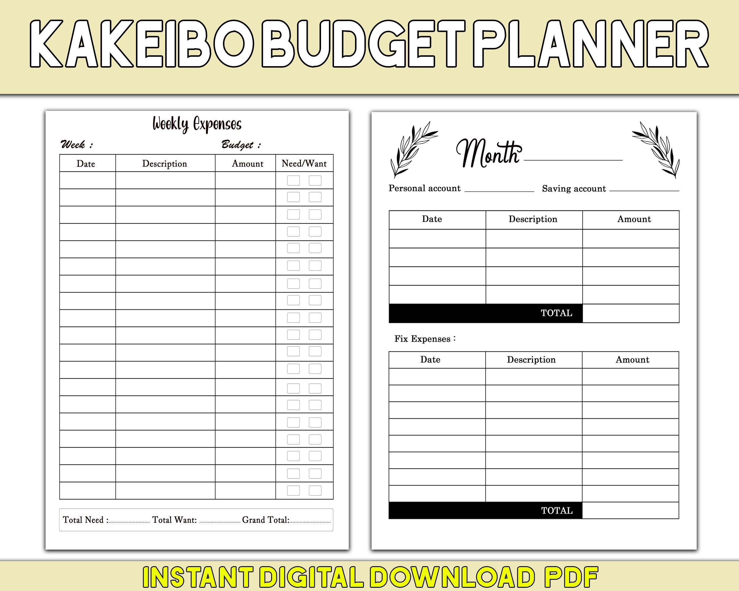 Kakeibo Budget Planner Printable | Japanese Money Saving Journal PDF ...